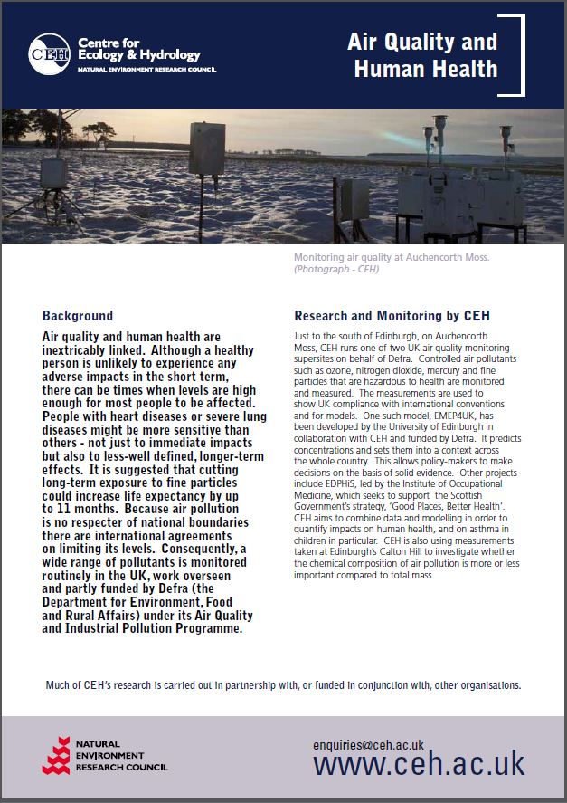 Air Quality & Human Health | UK Centre for Ecology & Hydrology